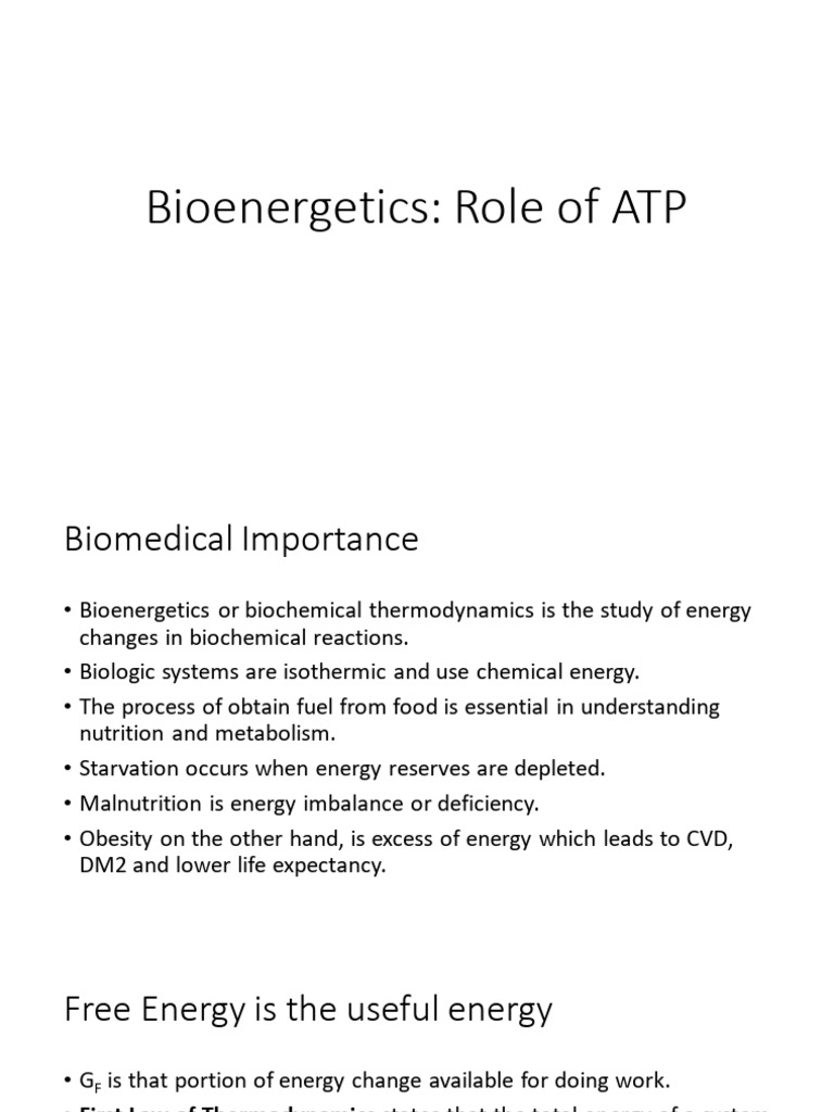 Chapter 11 Bioenergetics - Role of ATP | PDF | Adenosine Triphosphate ...