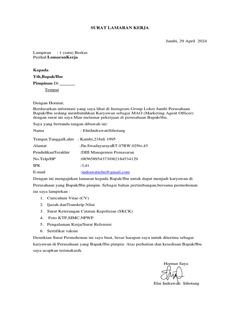 Surat Lamaran Elni24-Dikompresi-Halaman-1-1-2-Digabungkan | PDF