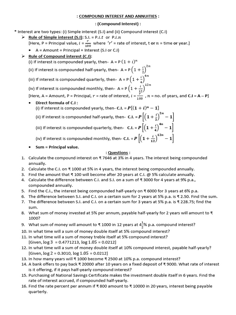 COMPOUND INTEREST | Download Free PDF | Compound Interest | Interest