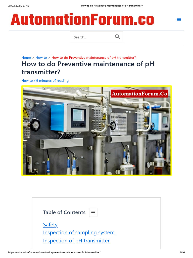 How To Do Preventive Maintenance of PH Transmitter | PDF | Ph ...