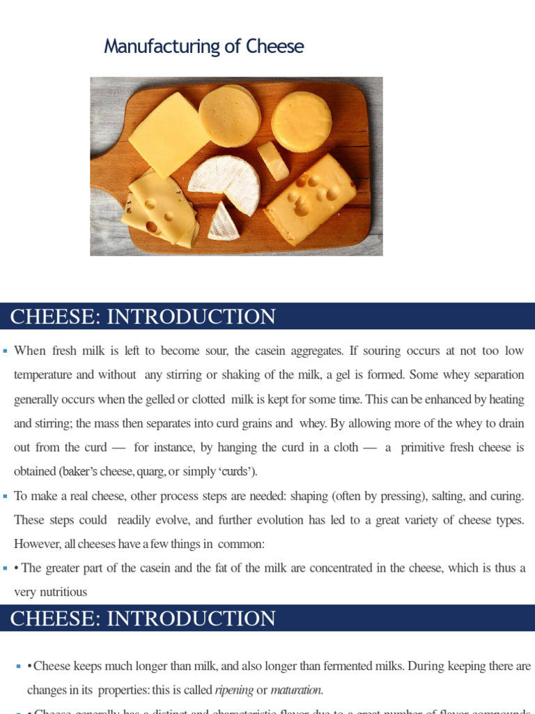 Cheese Manufacturing Pdf Cheese Milk