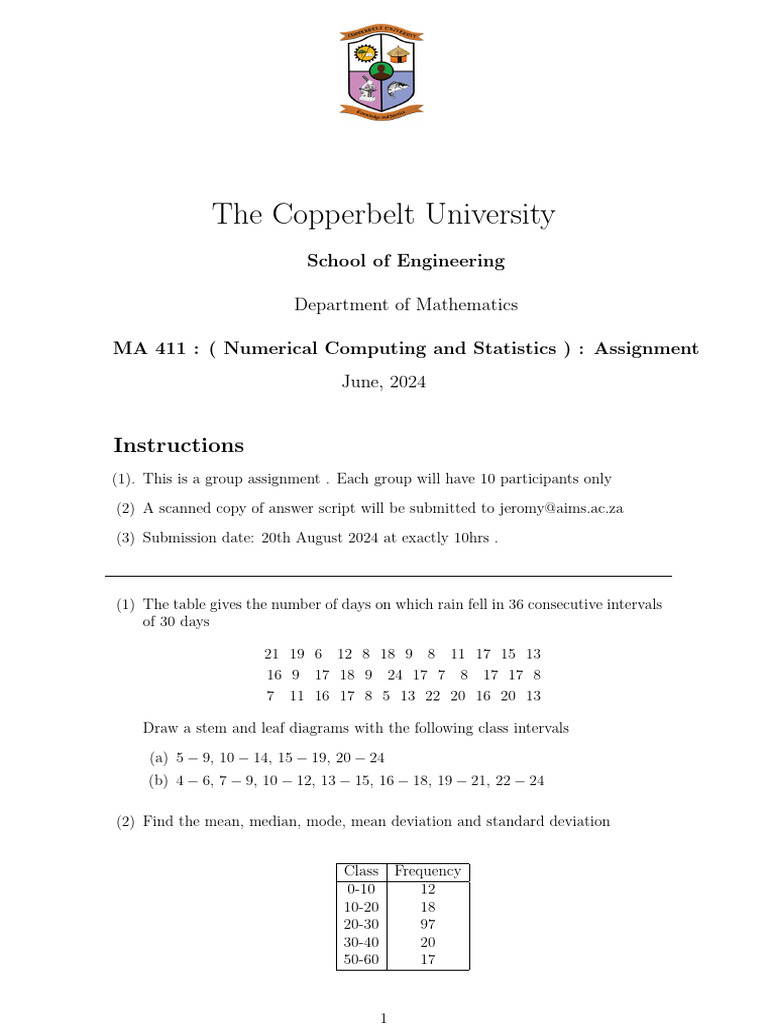 MA 411 Assignment For All | Download Free PDF | Mode (Statistics) | Statistics