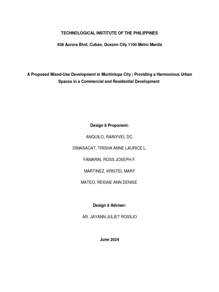 Proposed Mixed-Use Development in Muntinlupa | PDF