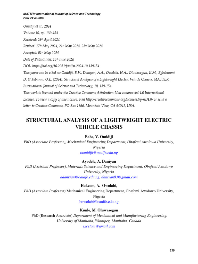 Structural Analysis of A Lightweight Electric Vehicle Chassis | Download Free PDF | Strength Of ...