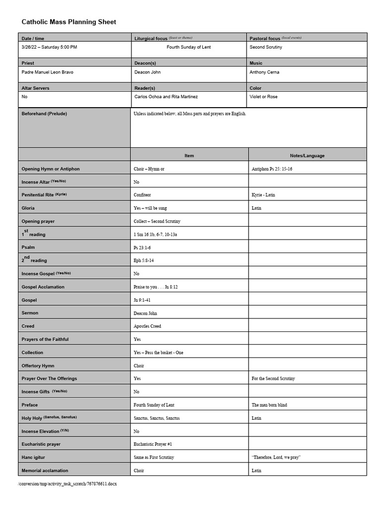 A - 4th Sunday of Lent - 2nd Scrutiny | PDF | Mass (Liturgy ...