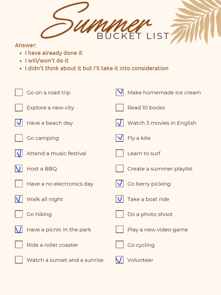 Summer Bucket List | PDF