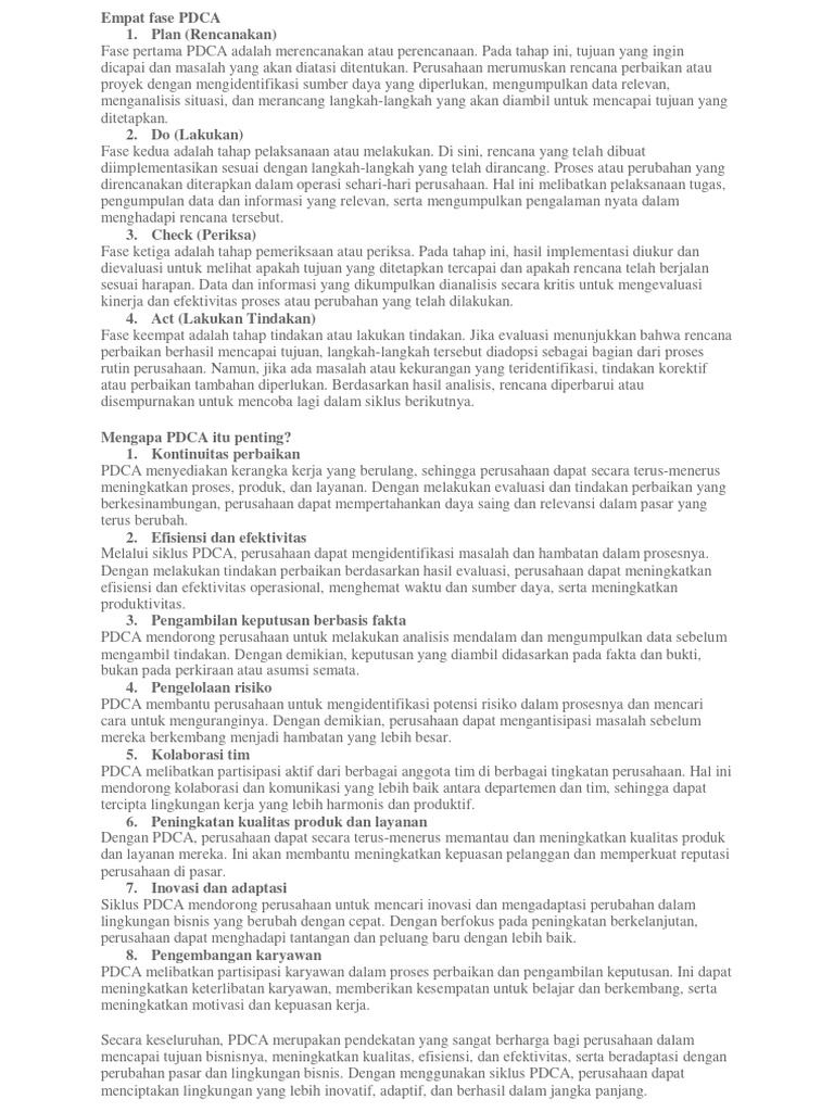 PDCA (Plant, Do, Check, Act) | PDF