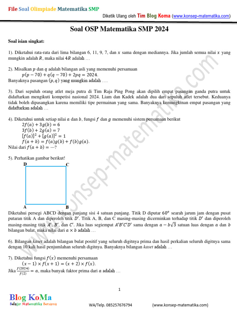 2024 Soal Osp Matik SMP | PDF