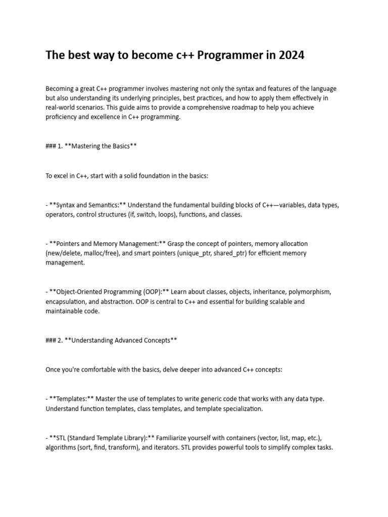 C++ Programming Mastery 2024 Guide | PDF | C++ | Systems Engineering