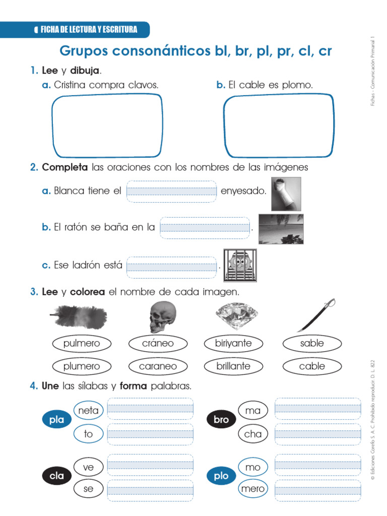 FA - Grupos Consonánticos BL, BR, PL, PR, CL, CR | PDF