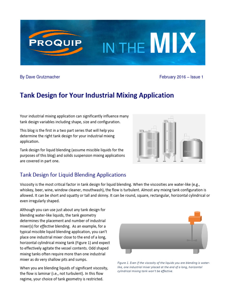 In The Mix Tank Design For Industrial Mixing Applications Part 1 | PDF | Mechanical Engineering ...