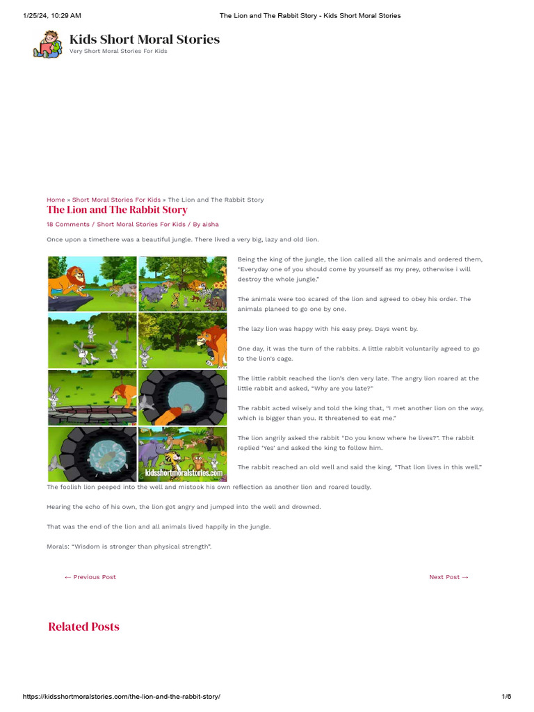 The Lion and The Rabbit Story - Kids Short Moral Stories | PDF