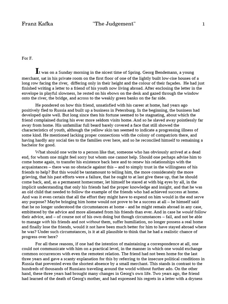 The Judgment Franz Kafka | PDF