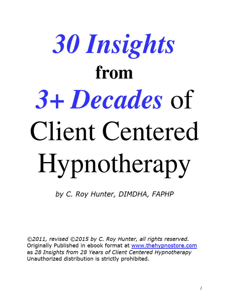 Roy Hunter Insights | PDF | Hypnosis | Hypnotherapy