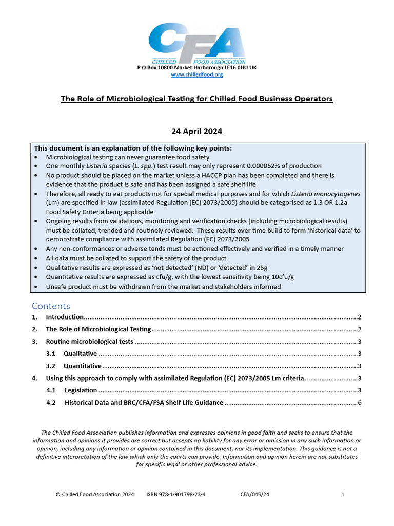 Microbiological Testing in Chilled Foods | PDF | Colony Forming Unit ...