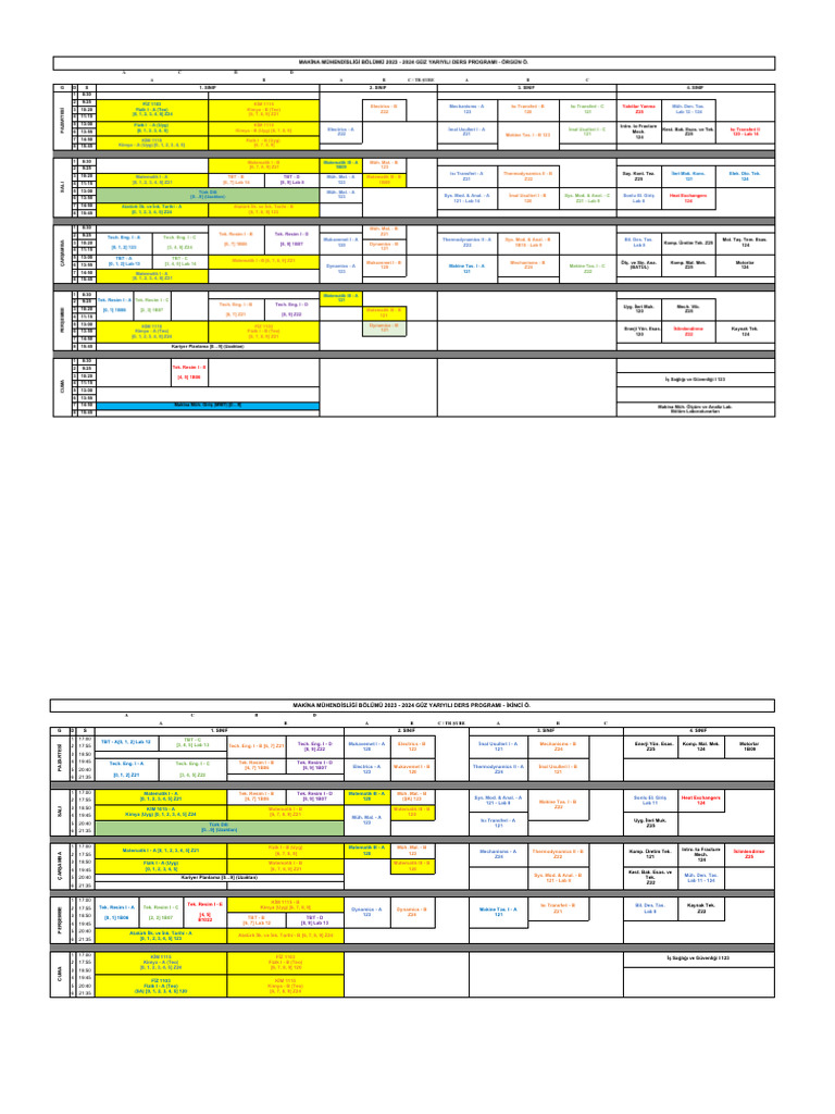 Makina Ders Prog 2023 2024guz | PDF
