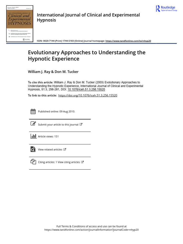 Understanding Hypnotic Experience 2003 | PDF | Limbic System | Hypnosis