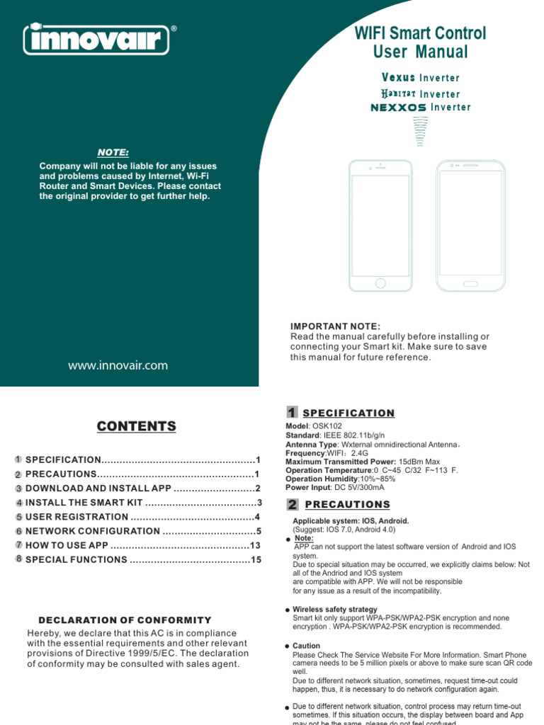 Innovair Vexus 19 Inverter Wifi Manual | PDF | Wi Fi | Mobile App