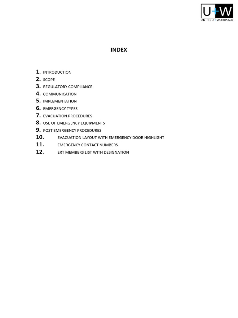 SIPL GF U+W Emergency Response Plan | PDF | Emergency | Emergency ...