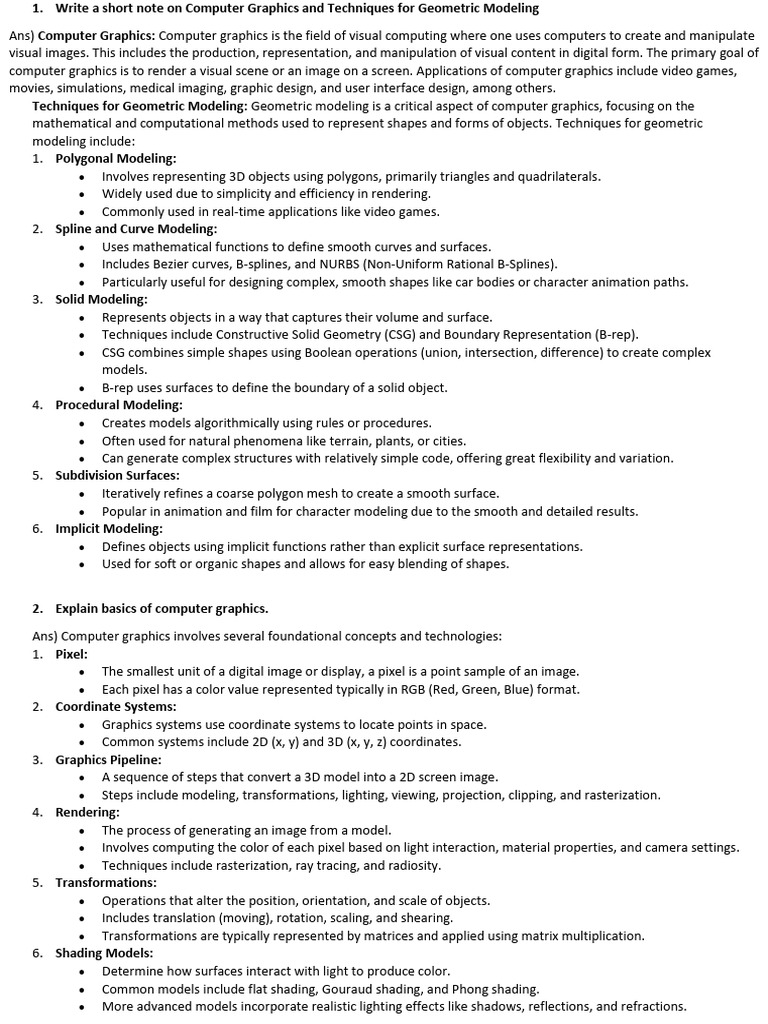 Assignment QB | PDF | Graphics | Computer Graphics