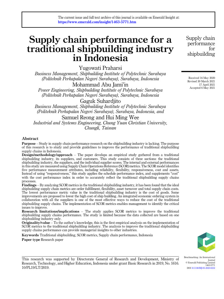 Supply Chain 10 1108 - BIJ 05 2020 0232 | PDF | Supply Chain | Supply Chain Management