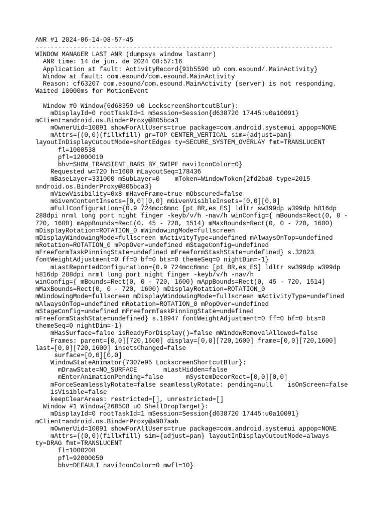 Dumpsys ANR WindowManager | PDF | Information Appliances | Software