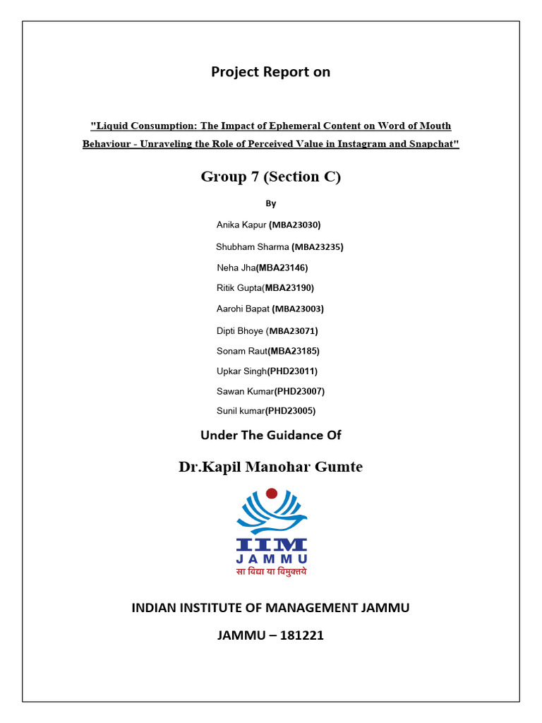 Group7 BRM Report | PDF | Survey Methodology | Consumer Behaviour