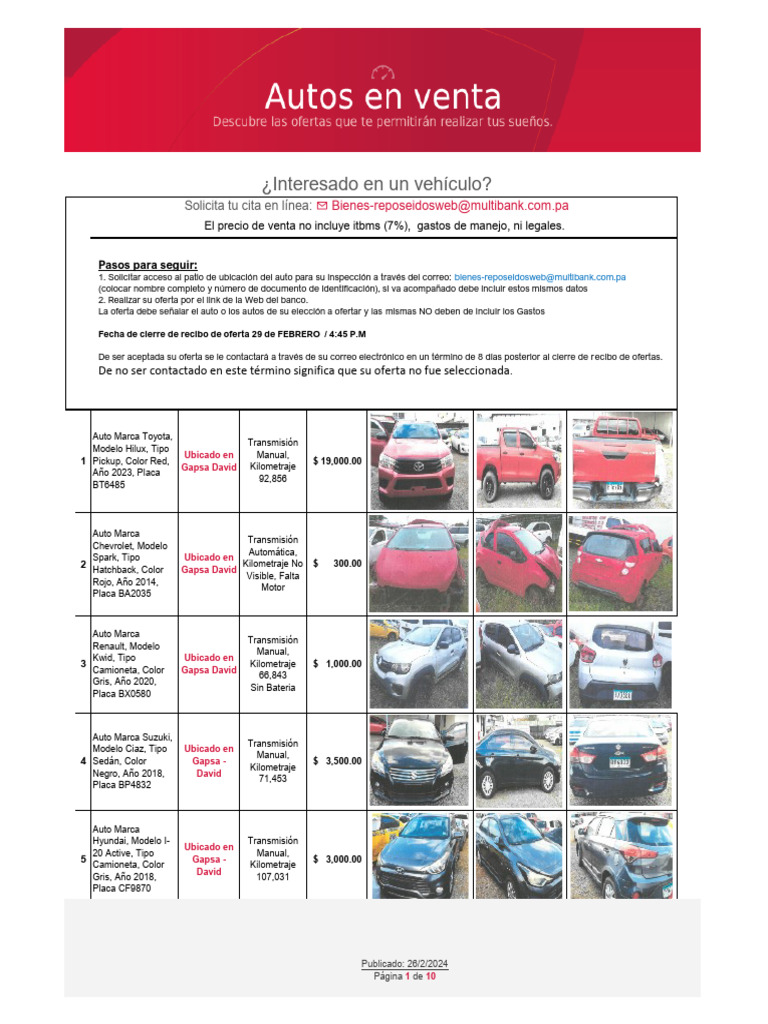 Listado de Autos | PDF | Vehículo de motor | Vehículos con tracción delantera