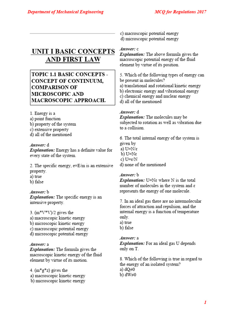 ME 8391 Engineering Thermodynamics MCQ 2020 | PDF | Entropy | Heat