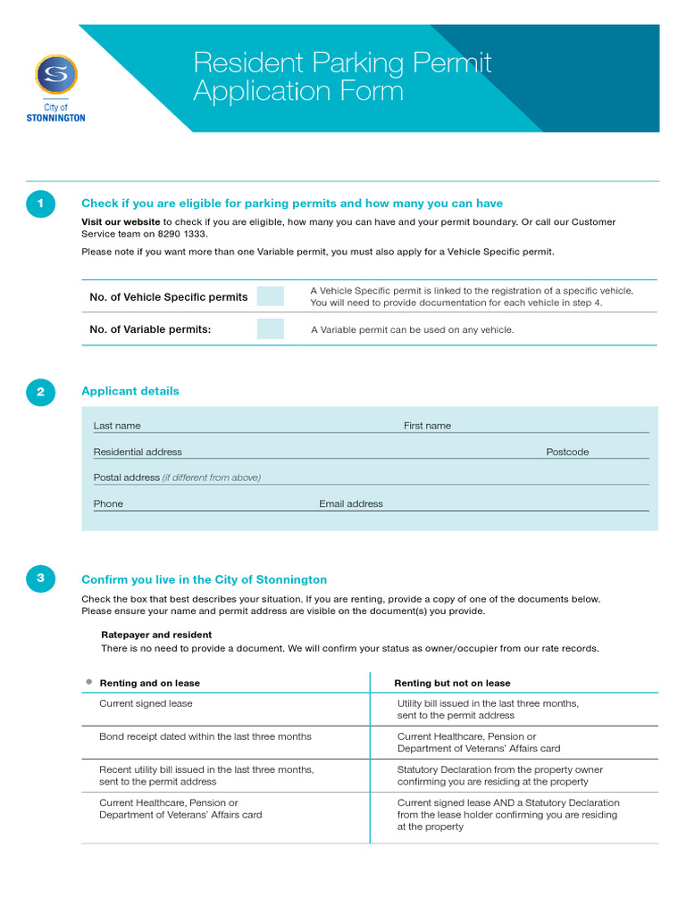 Updated Resident Parking Permit Application Form 2023 24 | PDF | Cheque | Parking