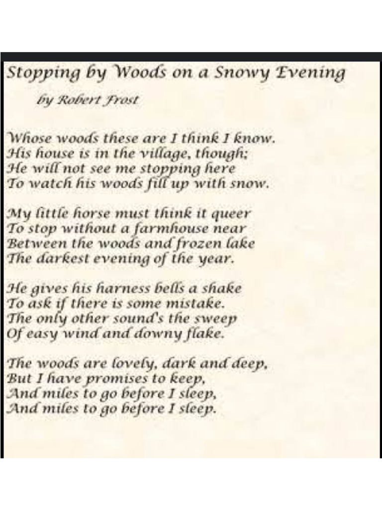 Stopping by The Woods On A Snowy Evening by Robert Frost | PDF
