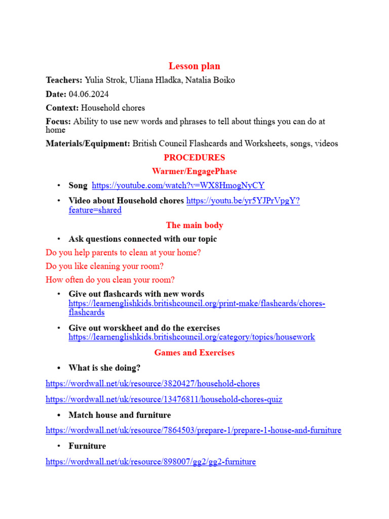 Chores Lesson for Kids | PDF