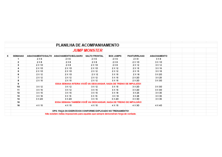 PLANILHA JUMP MONSTER - Página1 | PDF