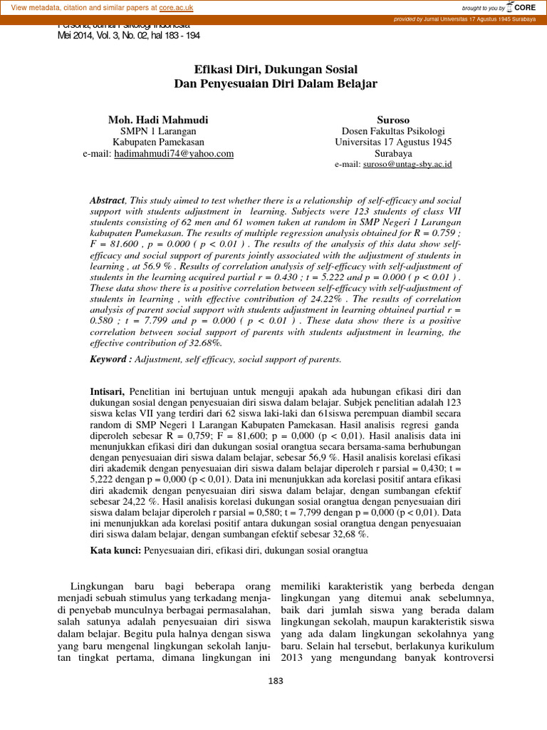 Self Efficacy Dalam Sekolah | PDF | Kesehatan Holistik | Sains & Matematika