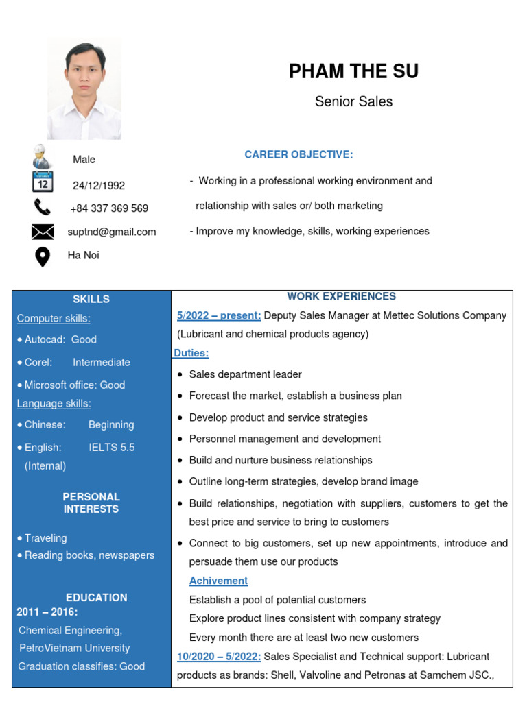 Pham The Su CV | PDF | Business | Business Economics