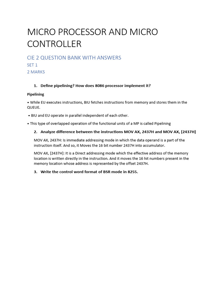 Micro Processor and Micro Controlle1 | PDF | Computer Data | Central Processing Unit