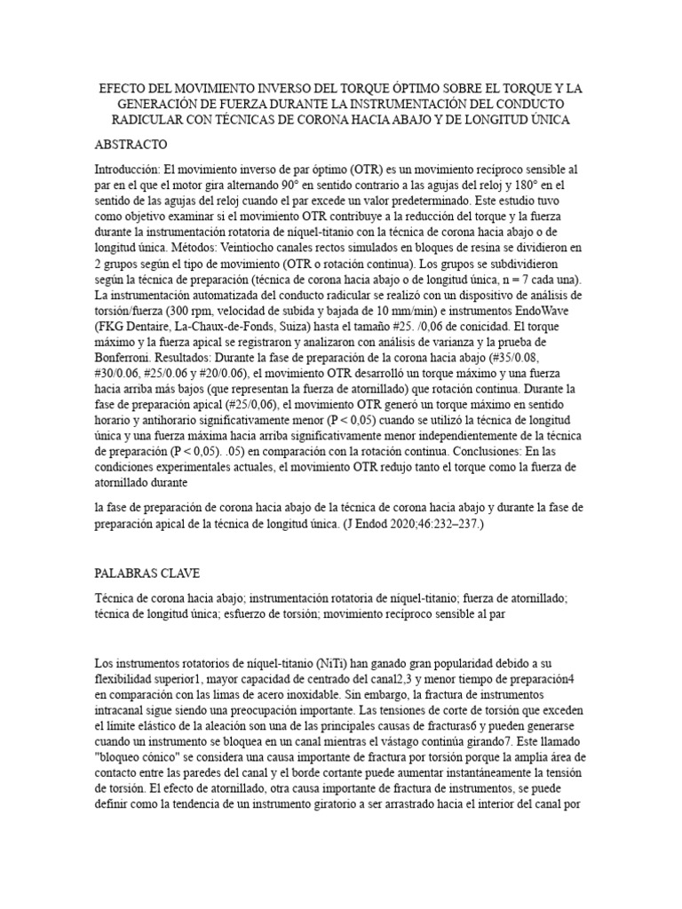 Efecto Del Movimiento Inverso Del Torque Óptimo Sobre El Torque y La Generación de Fuerza ...