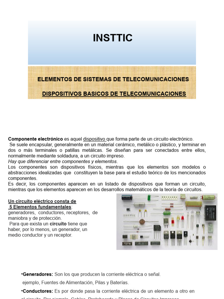 1 - Dispositivos Básicos de Telecomunicaciones | PDF | Circuito integrado | Componente electrónico