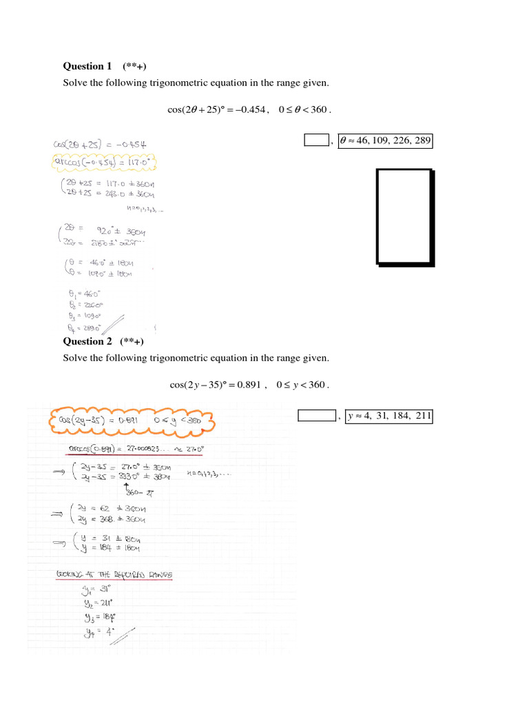 Trigonometry Introduction Exam Equations | PDF | Trigonometry | Special ...