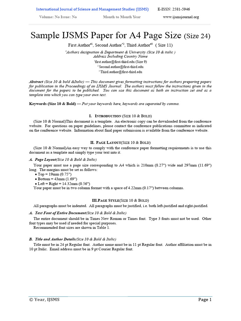 IJSMS-paper-format | PDF | Typefaces | Typography
