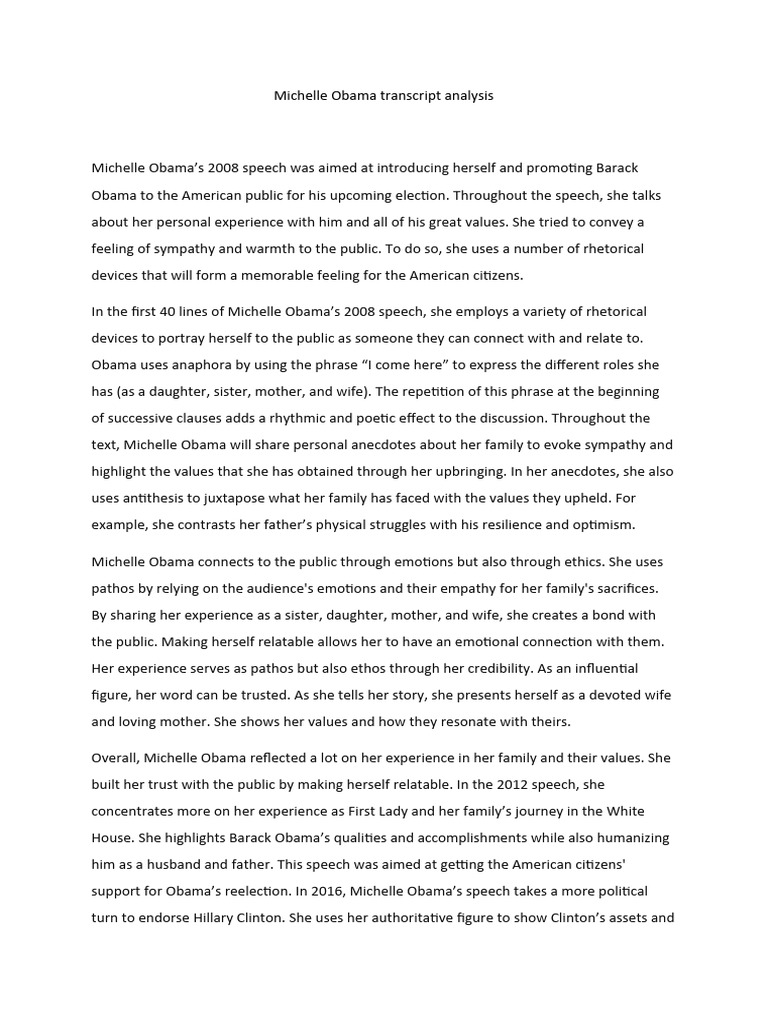 Analyzing Michelle Obama's 2008 DNC Speech | PDF | Michelle Obama ...