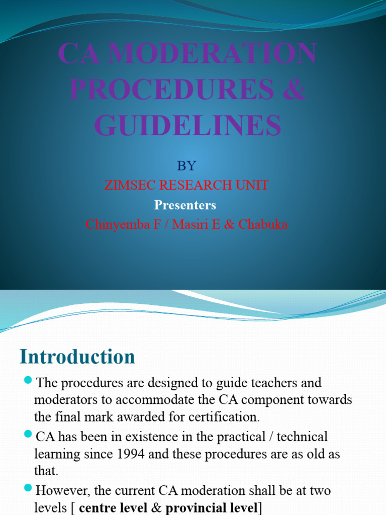Ca Moderation Procedures & Guidelines | PDF | Educational Assessment ...