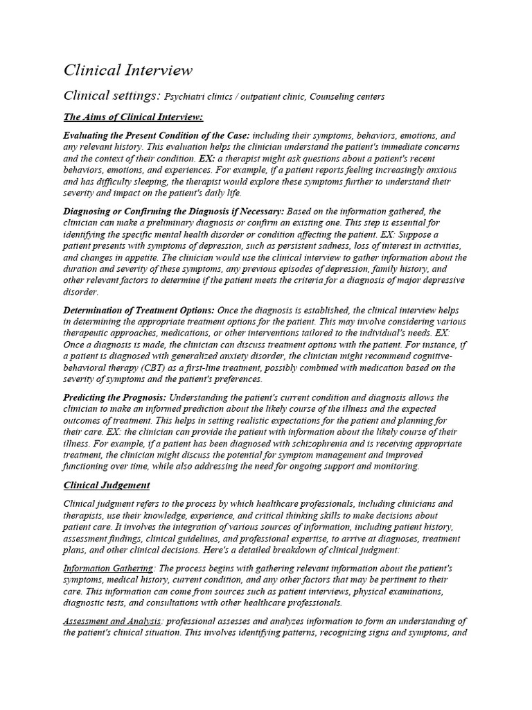 Clinic Interview Slides To Print | PDF | Clinical Psychology | Medical ...