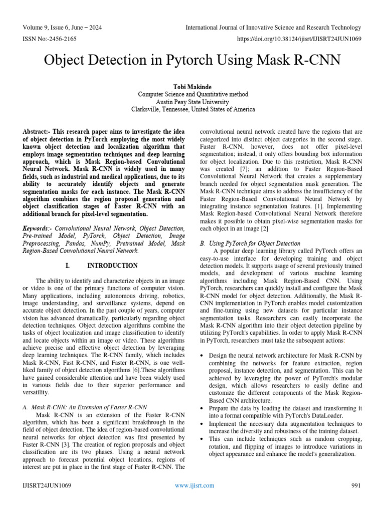 Object Detection In Pytorch Using Mask R Cnn Download Free Pdf
