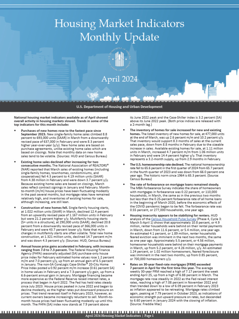 Housing Market Indicators Report April 2024 Pdf Real Estate