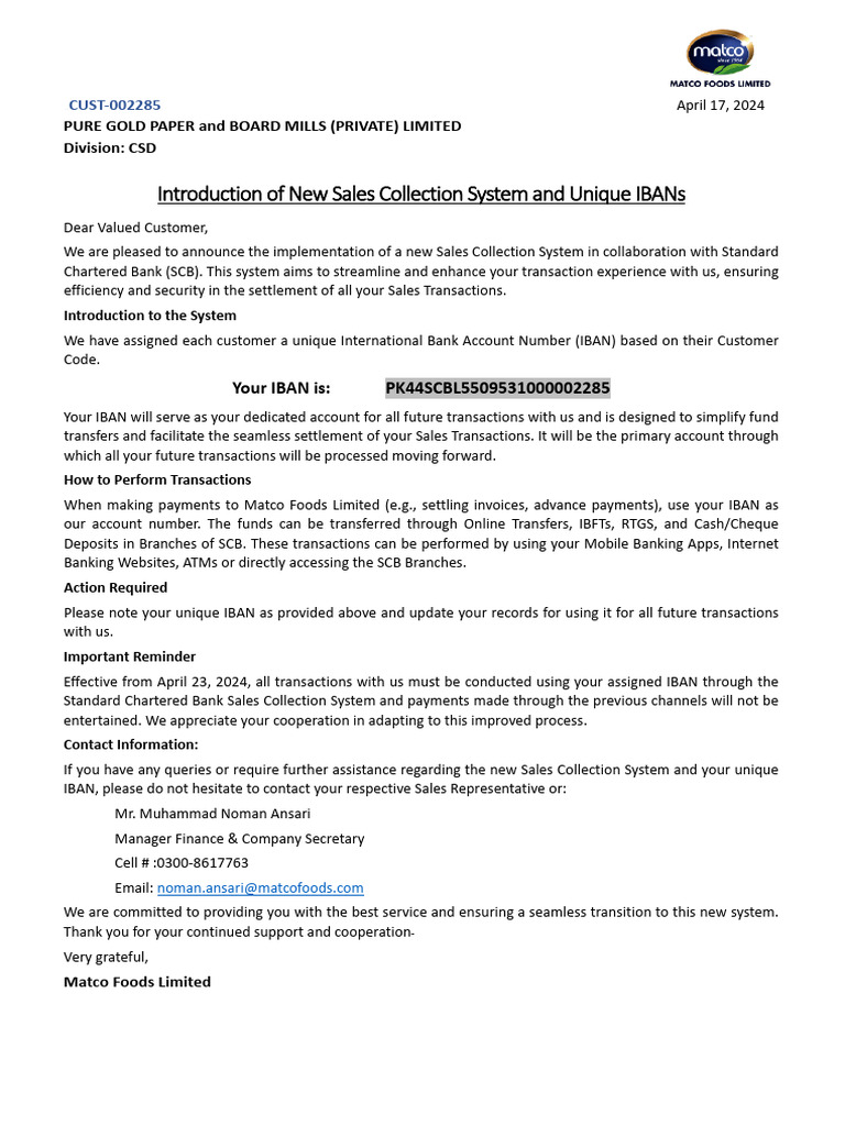 Cust-002285 - Pure Gold Paper and Board Mills (Private) Limited | PDF