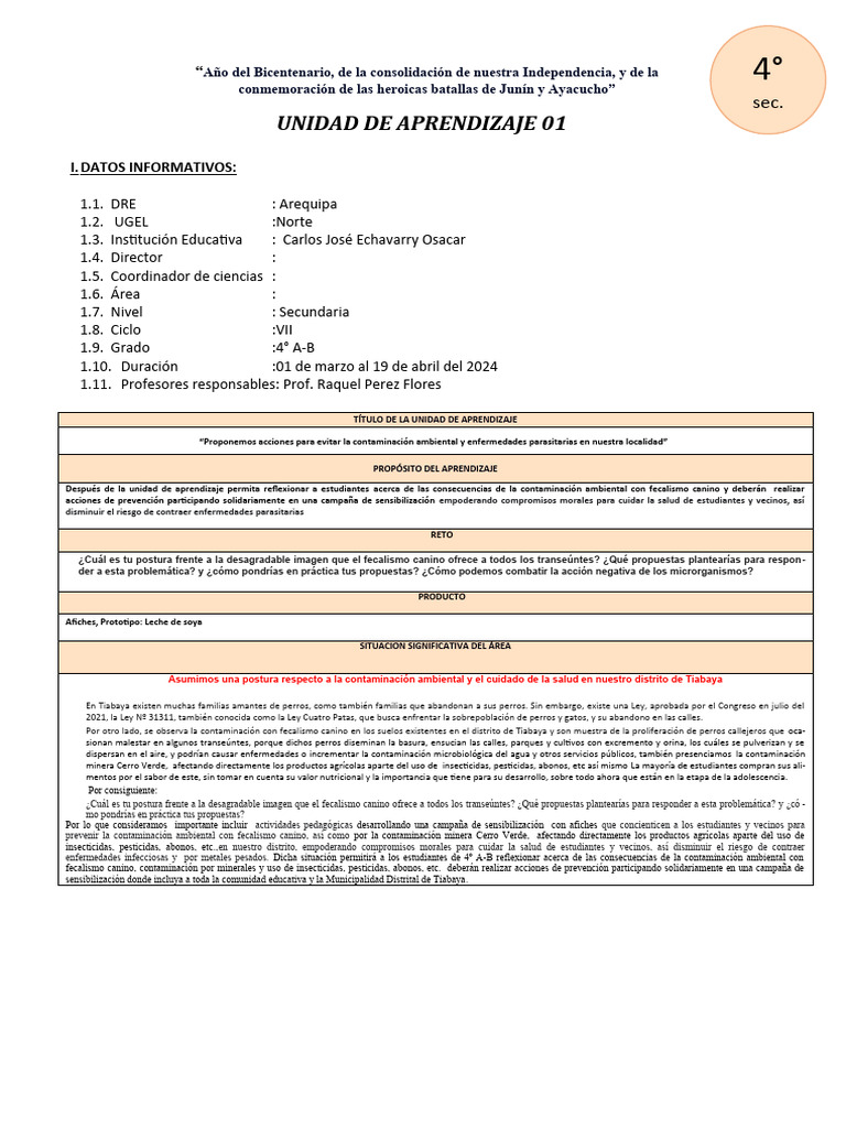 4°sec - UNIDAD 1 | PDF | Organismos | Proteínas
