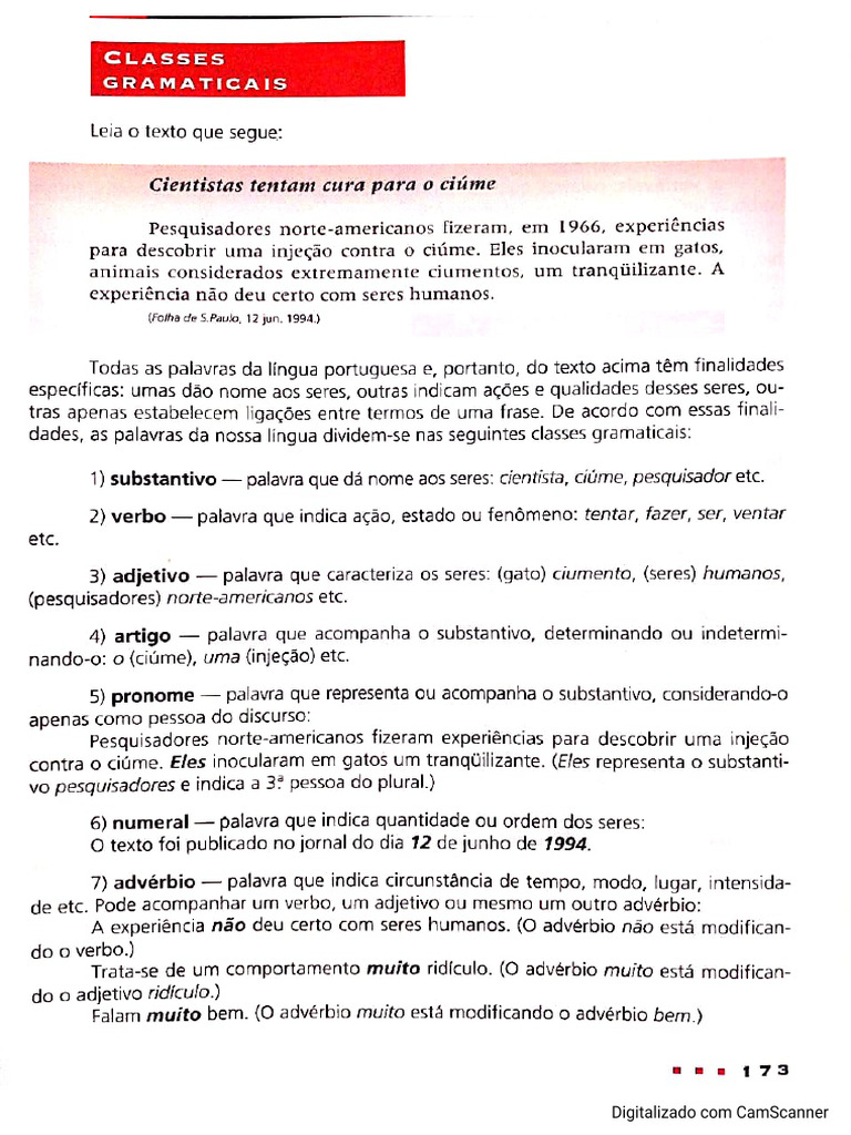 CLASSES GRAMATICAIS VARIÁVEIS E ADVÉRBIO | PDF