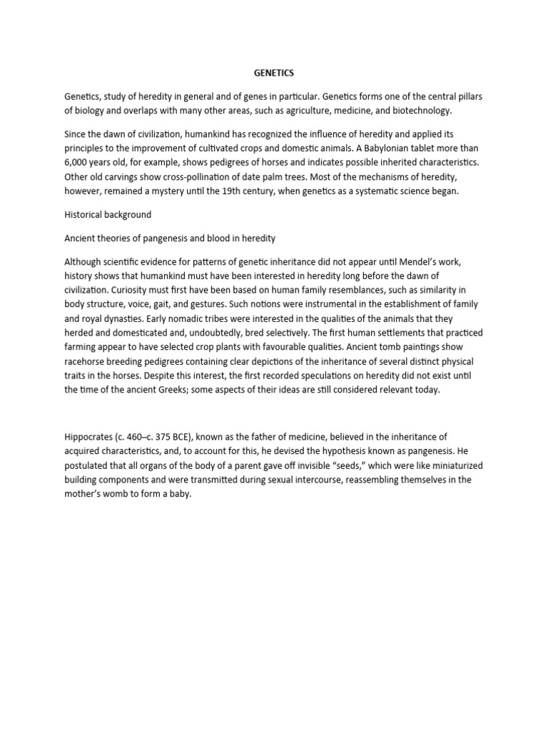 History of Genetics and Heredity | PDF | Social Science