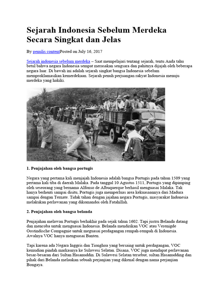 Sejarah Indonesia Sebelum Merdeka Secara Singkat Dan Jelas | PDF